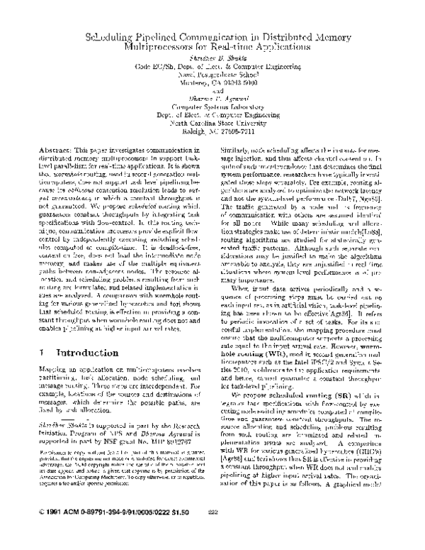Pdf Scheduling Pipelined Communication In Distributed Memory Multiprocessors For Real Time 9536