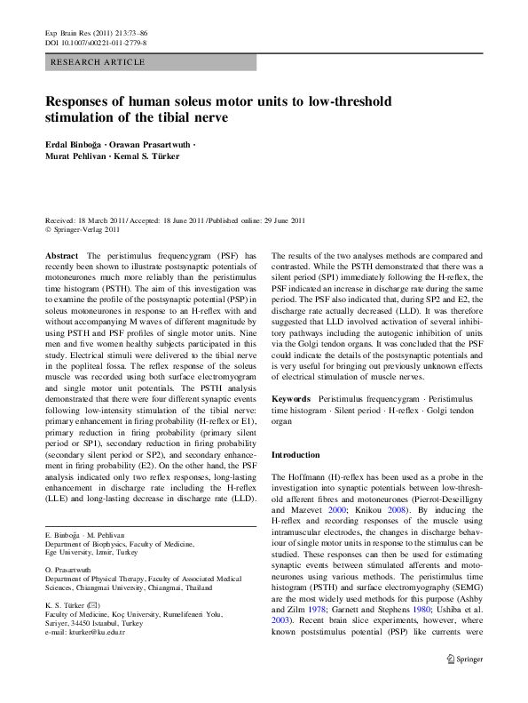 (PDF) Responses of human soleus motor units to low-threshold ...