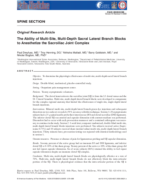 (PDF) The Ability of Multi-Site, Multi-Depth Sacral Lateral Branch ...