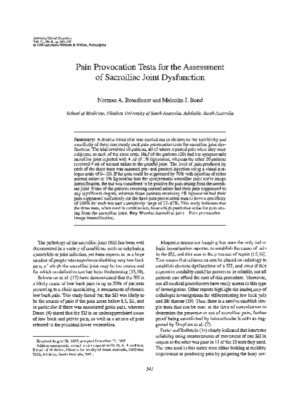 (PDF) Pain Provocation Tests for the Assessment of Sacroiliac Joint ...