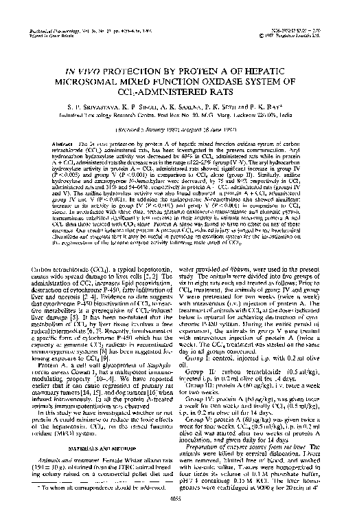 Pdf In Vivo Protection By Protein A Of Hepatic Microsomal Mixed