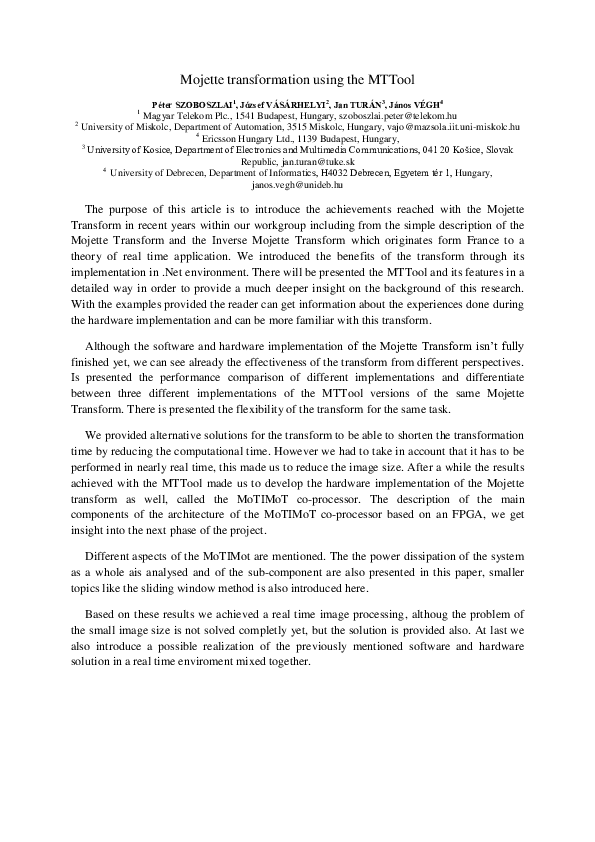 (PDF) Advancements in Mojette Transform with MTTool Implementation
