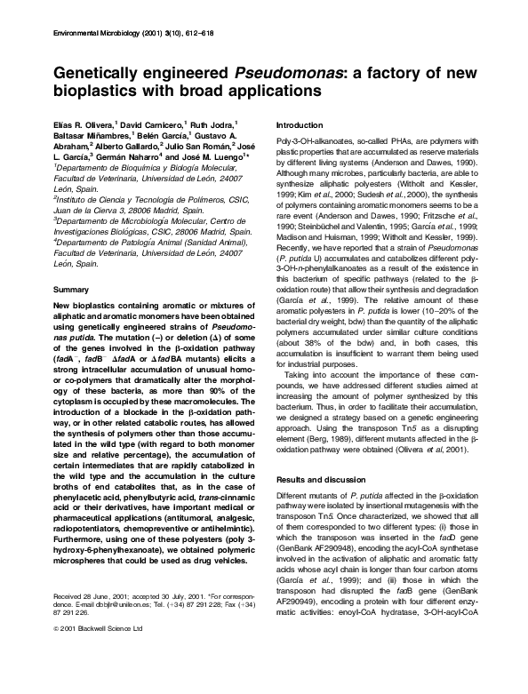 (PDF) Genetically engineered Pseudomonas: a factory of new bioplastics ...