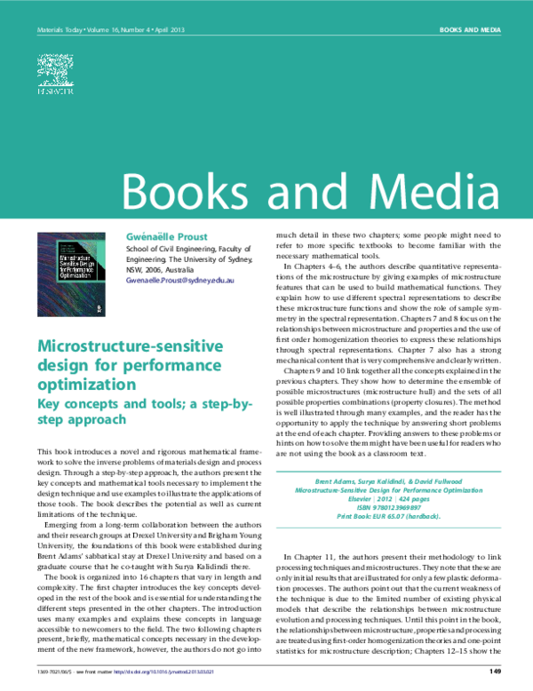 Pdf Microstructure Sensitive Design For Performance Optimizationkey