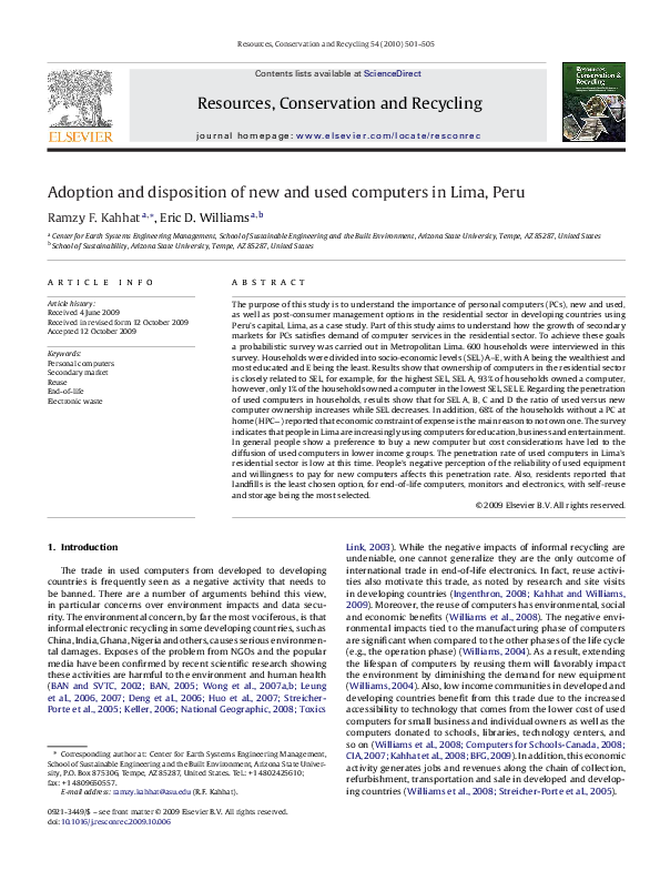 (PDF) Flow of personal computers in developing countries: Case study of ...