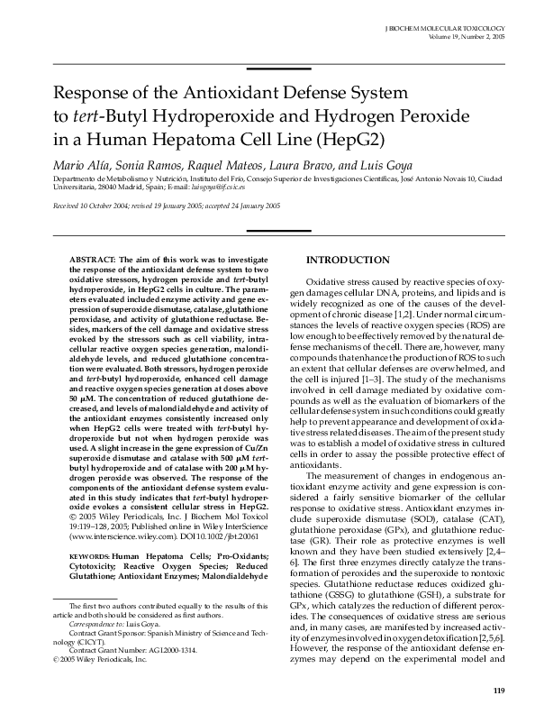 (PDF) Response of the antioxidant defense system totert-butyl ...