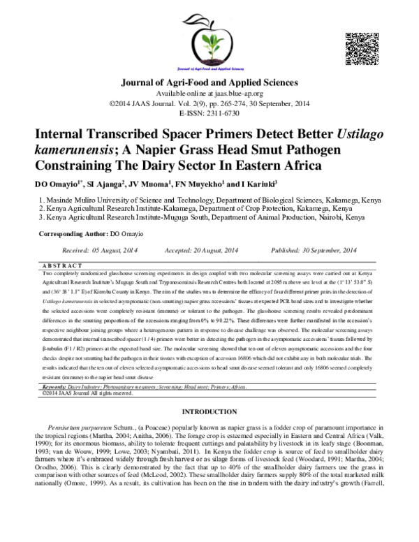 (PDF) Journal of Agri-Food and Applied Sciences Internal Transcribed ...