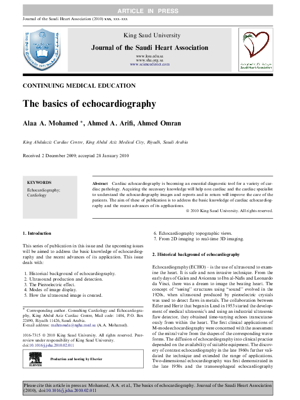 (PDF) The basics of echocardiography