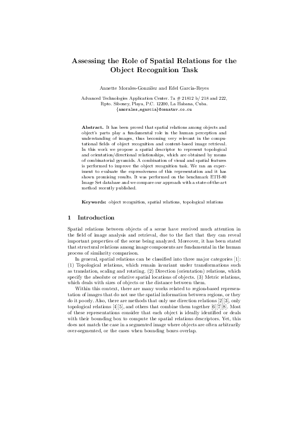 (PDF) Assessing the Role of Spatial Relations for the Object Recognition Task