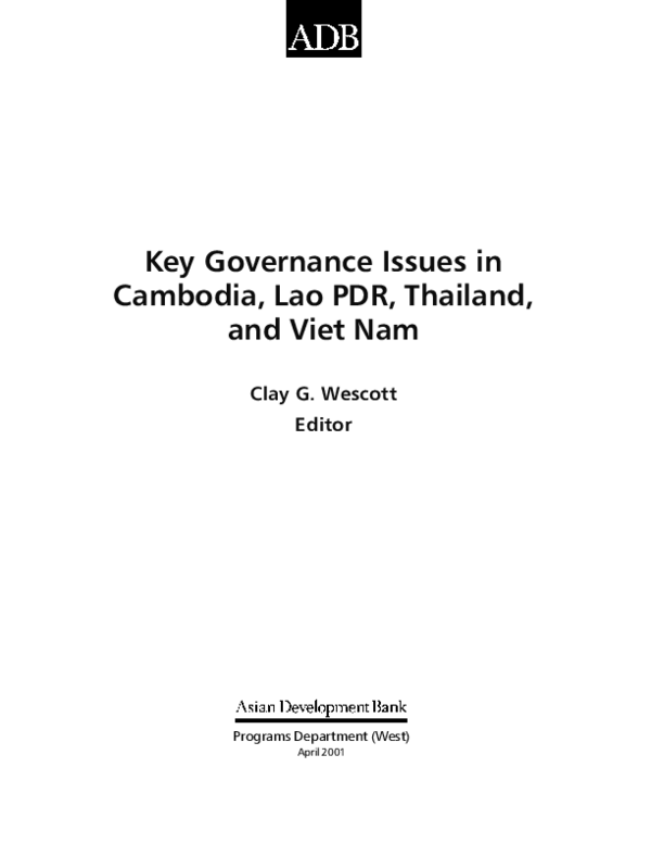 (PDF) Key Governance Issues in Cambodia, Lao PDR, Thailand, and Viet Nam