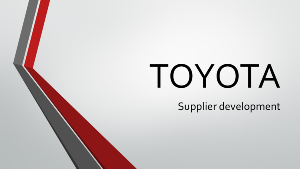 (PDF) Toyota- Supplier development