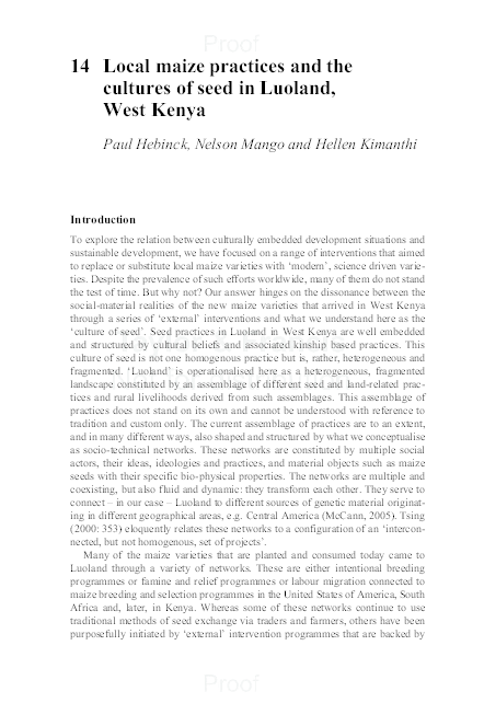 (PDF) Local maize practices and the cultures of seed in Luoland, West Kenya