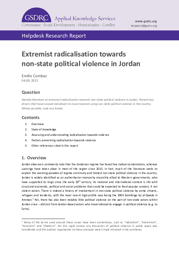 (PDF) Helpdesk Report - Extremist Radicalisation towards Non-State ...