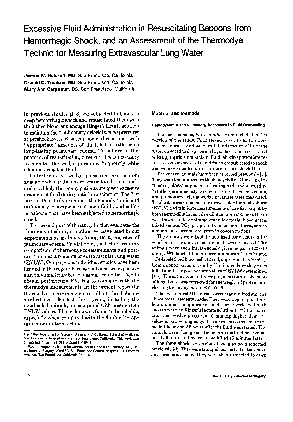 (PDF) Excessive fluid administration in resuscitating baboons from ...