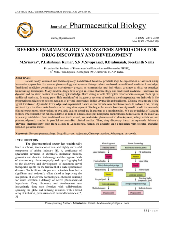 (PDF) Reverse Pharmacology and Systems Approaches for Drug Discovery ...