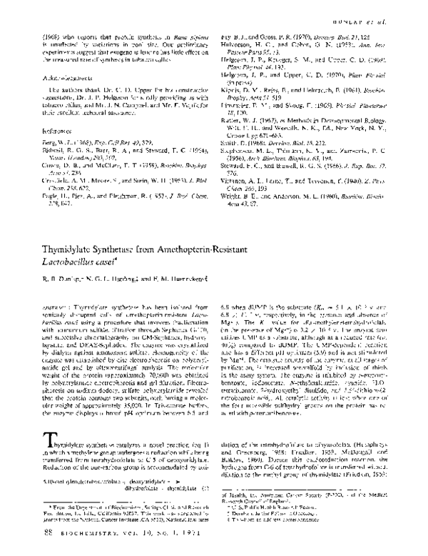 (PDF) Thymidylate synthetase from amethopterin-resistant Lactobacillus casei. Purification by ...