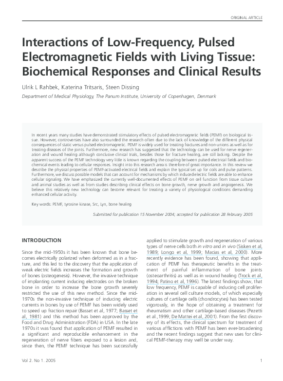 (PDF) Interactions of Low-Frequency, Pulsed Electromagnetic Fields with Living Tissue ...