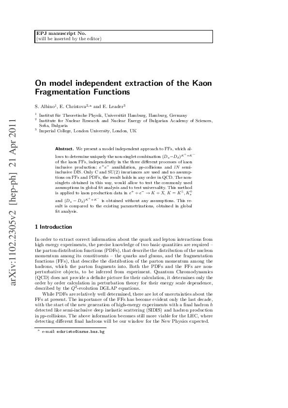 (PDF) On model independent extraction of the Kaon Fragmentation Functions