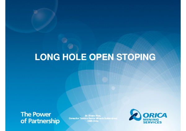 (PDF) LONG HOLE OPEN STOPING LONG HOLE OPEN STOPING Consultor Técnico ...