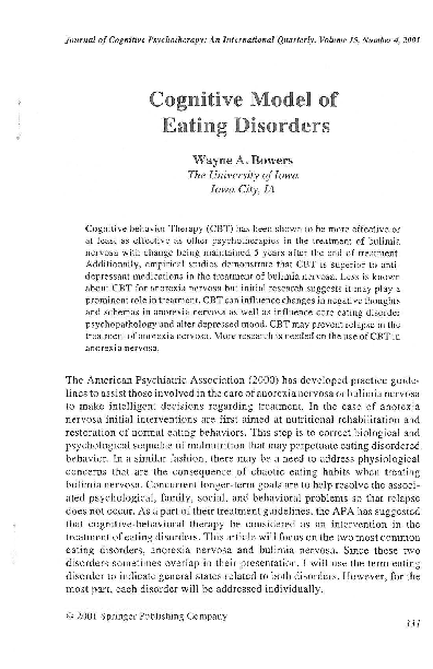 (PDF) Cognitive Model of Eating Disorders
