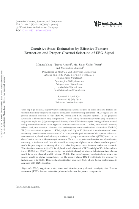 (PDF) Cognitive State Estimation by Effective Feature Extraction and Proper Channel Selection of ...