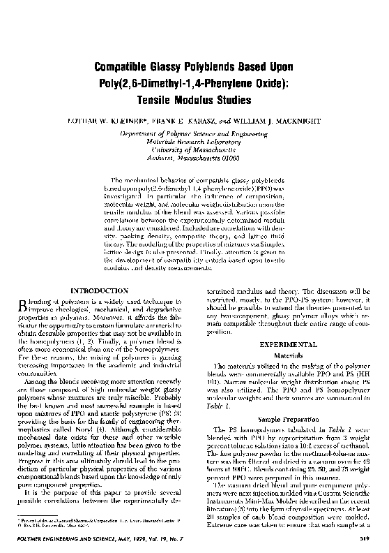 (PDF) Compatible glassy polyblends based upon poly(2,6-dimethyl-1,4 ...
