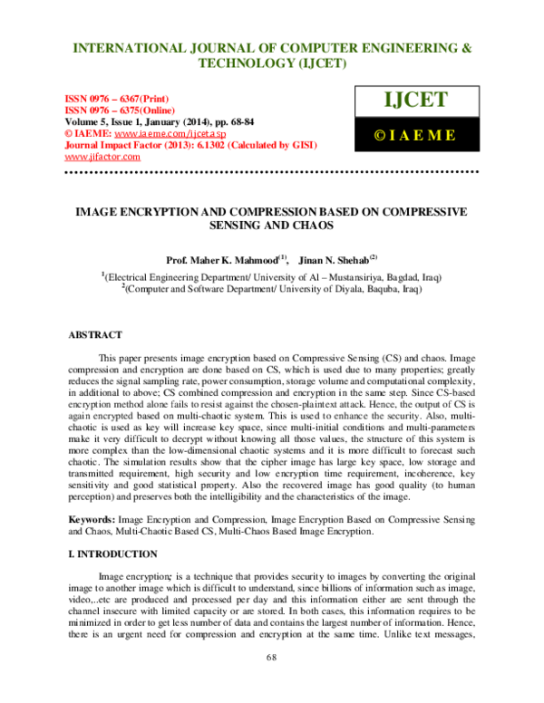 Pdf Image Encryption And Compression Based On Compressive Sensing And Chaos 