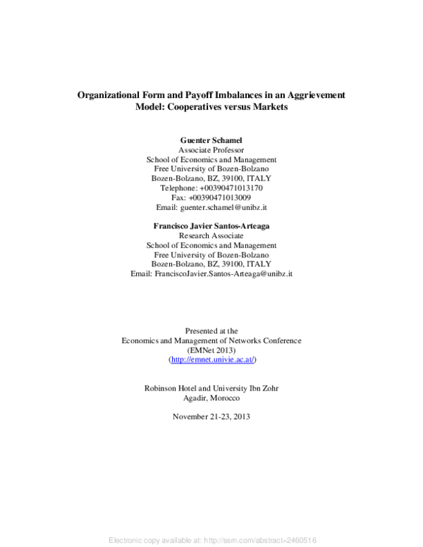(PDF) Organizational Form and Payoff Imbalances in an Aggrievement ...