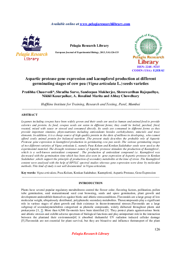 (PDF) Aspartic protease gene expression and kaempferol production at ...