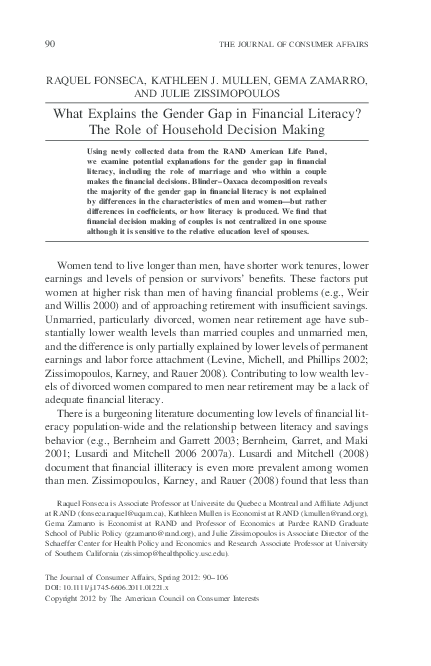 (PDF) What Explains the Gender Gap in Financial Literacy?