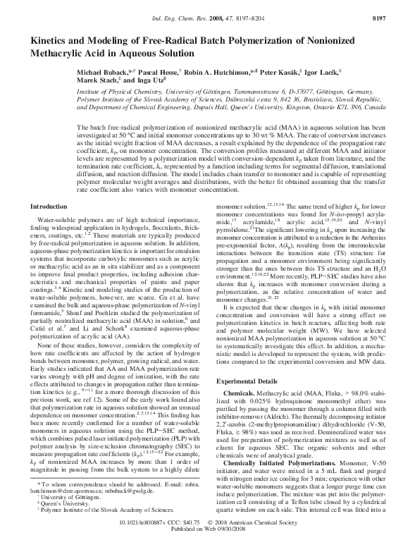 (PDF) Kinetics and Modeling of Free-Radical Batch Polymerization of ...