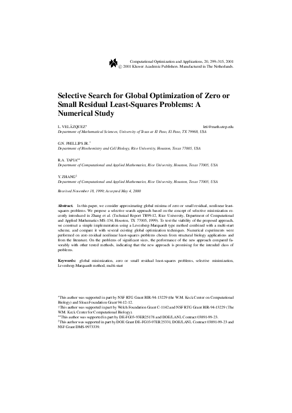 (PDF) Selective Search for Global Optimization of Zero or Small ...