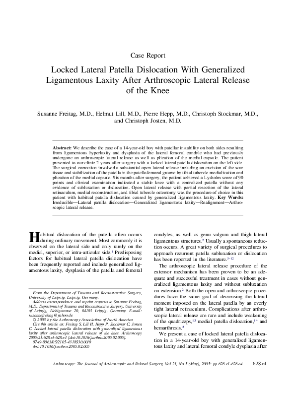 (PDF) Locked Lateral Patella Dislocation With Generalized Ligamentous ...
