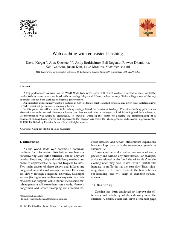 (PDF) Web Caching with Consistent Hashing