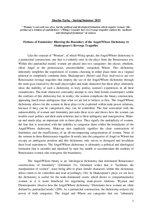 (PDF) Fictions of Femininity: Blurring the Boundary of the Angel/Whore ...