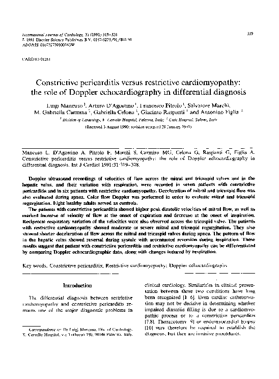 (PDF) Constrictive pericarditis versus restrictive cardiomyopathy: the ...