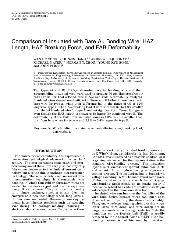 (PDF) Comparison of Insulated with Bare Au Bonding Wire: HAZ Length ...