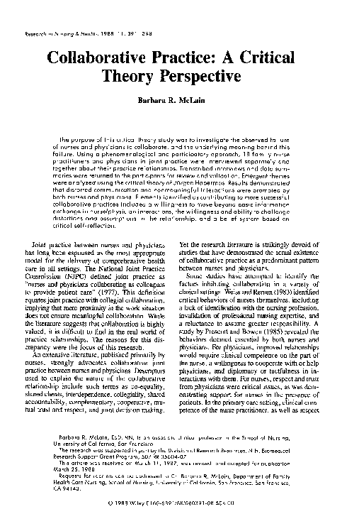 (PDF) Collaborative practice: A critical theory perspective