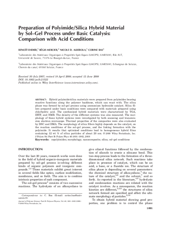 (PDF) Preparation of polyimide/silica hybrid material by sol-gel ...