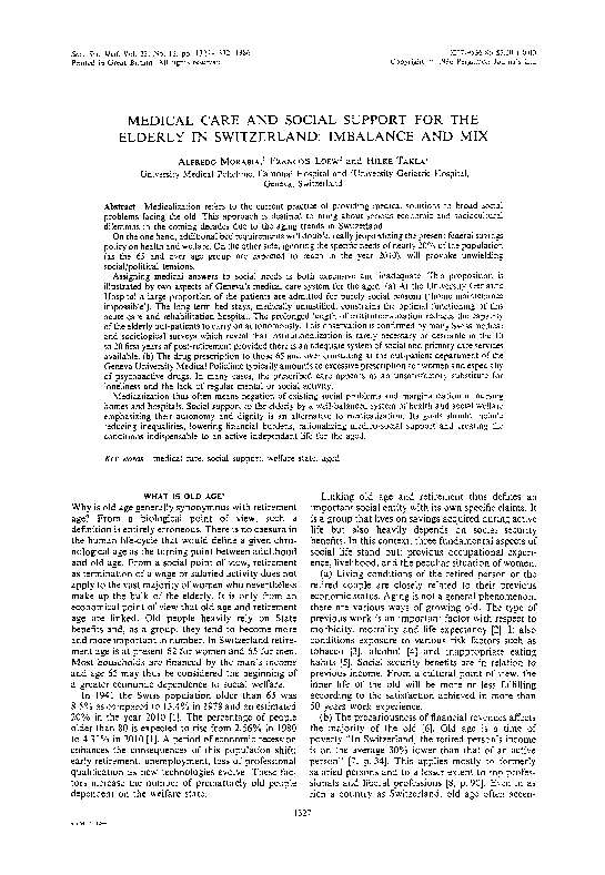 (PDF) Medical care and social support for the elderly in Switzerland ...