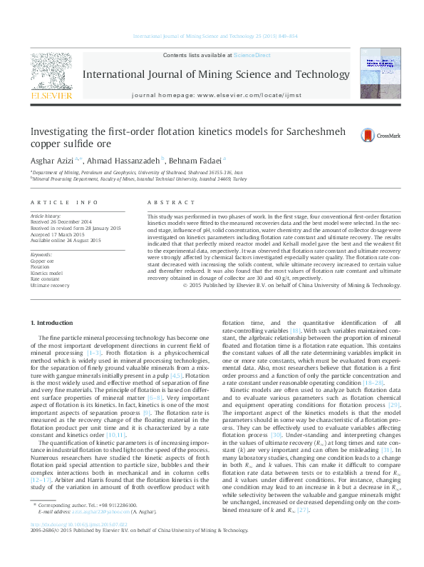 (PDF) Investigating the first-order flotation kinetics models for ...