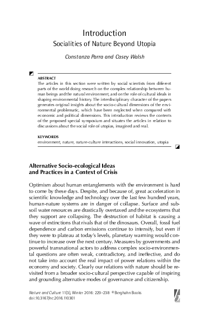 (PDF) Introduction: Socialities of Nature Beyond Utopia