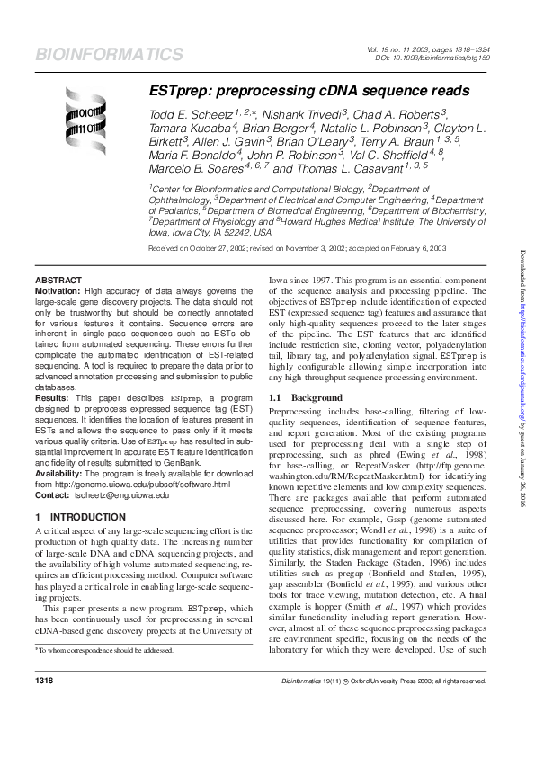 (PDF) ESTprep: Preprocessing CDNA Sequence Reads