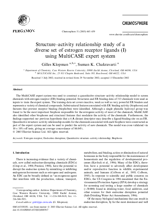 (PDF) Structure–activity relationship study of a diverse set of ...