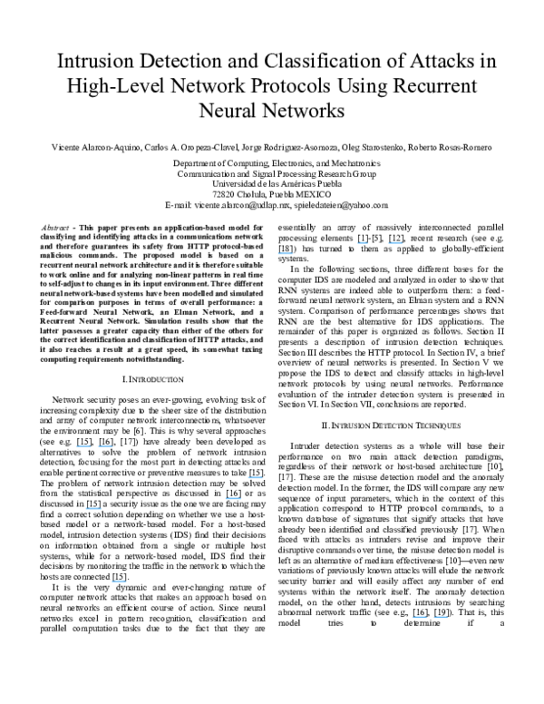 (PDF) Intrusion Detection and Classification of Attacks in High-Level Network Protocols Using ...