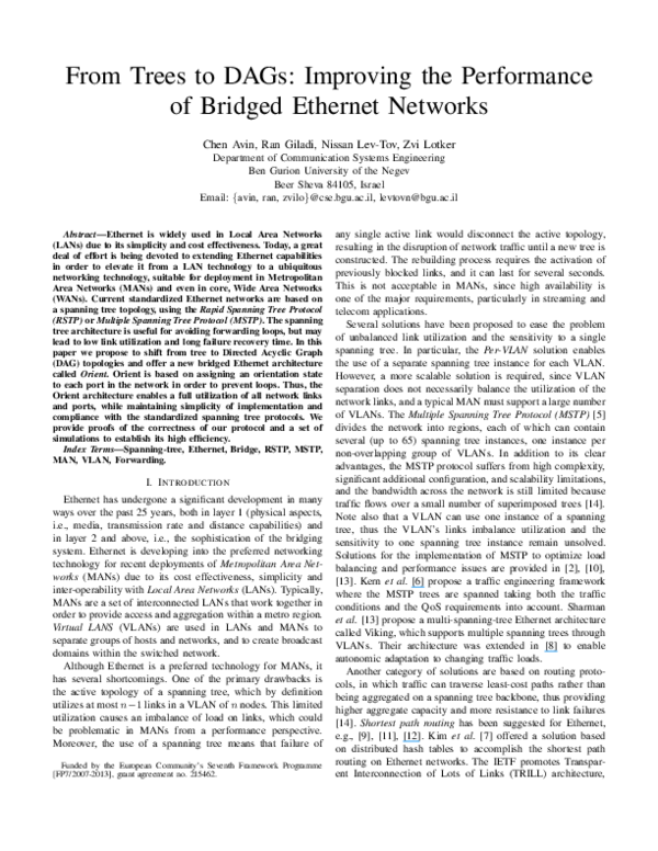 Pdf From Trees To Dags Improving The Performance Of Bridged Ethernet Networks