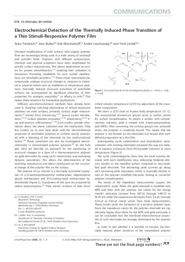 (PDF) Electrochemical Detection of the Thermally Induced Phase ...