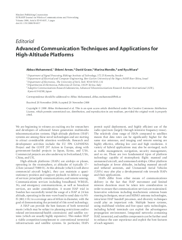 (PDF) Advanced Communication Techniques and Applications for High ...