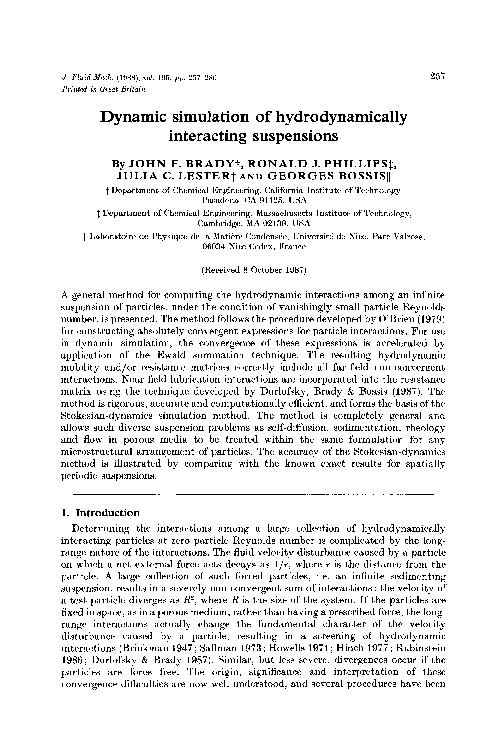 (PDF) Dynamic simulation of hydrodynamically interacting suspensions
