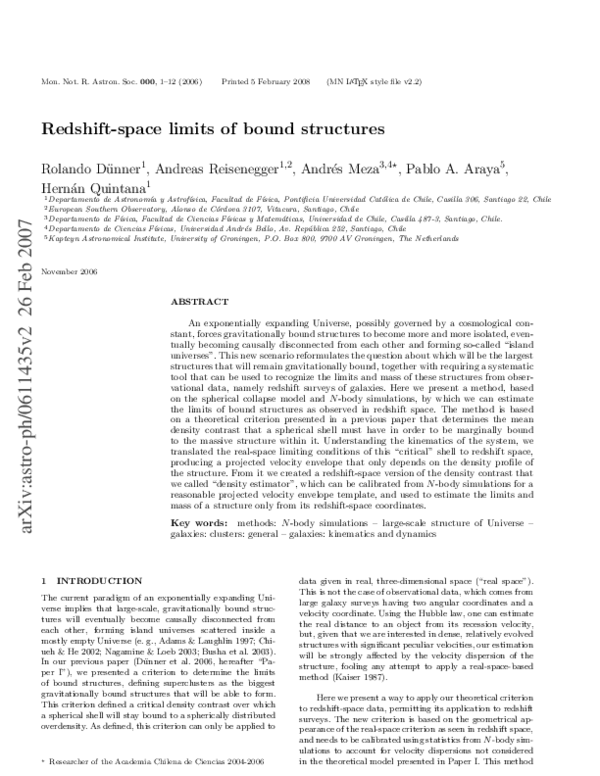 (PDF) Redshift-space limits of bound structures